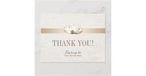 Massage Therapy Elegant Lotus Salon Spa Thank You Postcard Zazzle