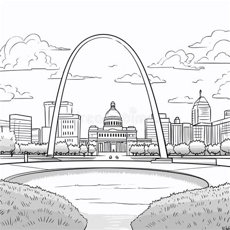 Gateway Arch Gateway Arch Hand Drawn Comic Illustration Vector Doodle