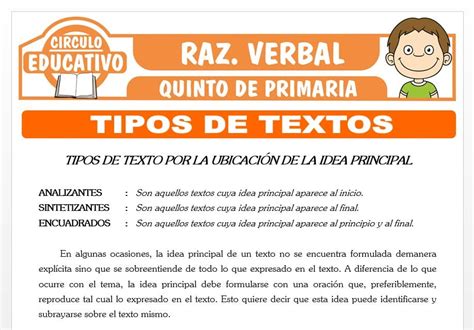 Tipos De Textos Para Quinto De Primaria Fichas Gratis Bilarasa