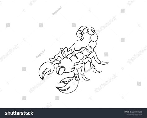 Scorpion Single Line Art Drawing Continues Stock Vector Royalty Free