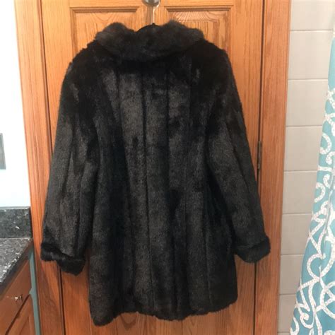Dennis Basso Faux Mink Black Coat Gem
