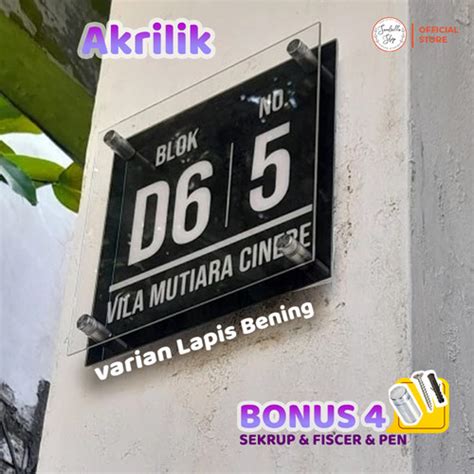 Jual Custom Nomor Rumah Akrilik Papan Alamat Nomer Rumah Acrylic AKMNR9 MNR9C AKRILIK