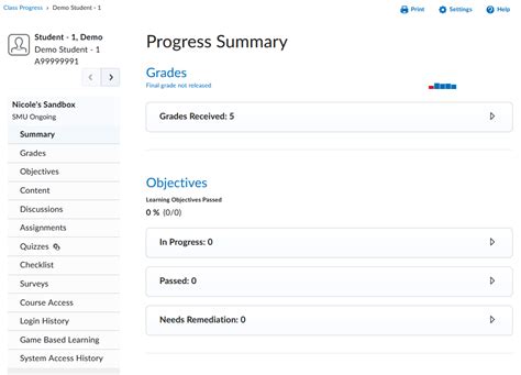 Brightspace Class Progress — Studio For Teaching And Learning