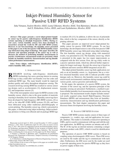 Pdf Inkjet Printed Humidity Sensor For Passive Uhf Rfid Systems