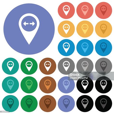 Gps 地圖定位距離圓形平面多色圖示向量圖形及更多位置描述圖片 位置描述 光 全球定位系統 Istock