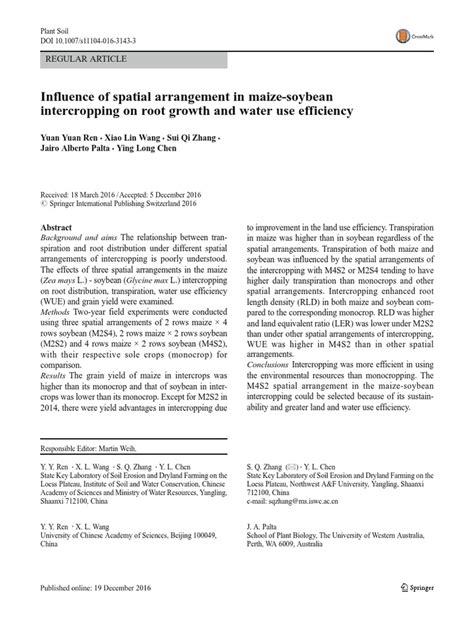 Influence Of Spatial Arrangement In Maize Soybean Intercropping On Root