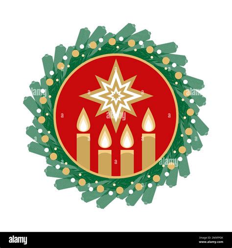Christmas Vector Illustration Four Advent Candles Lit In Anticipation
