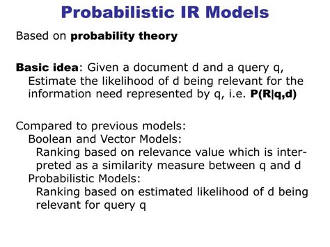 Ppt Probabilistic Ir Models Powerpoint Presentation Free Download