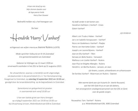 Harry Vanherf 31 08 2022 In Gedachten