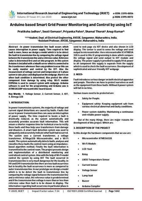 Iot Based Power Grid Monitoring And Control System Pdf