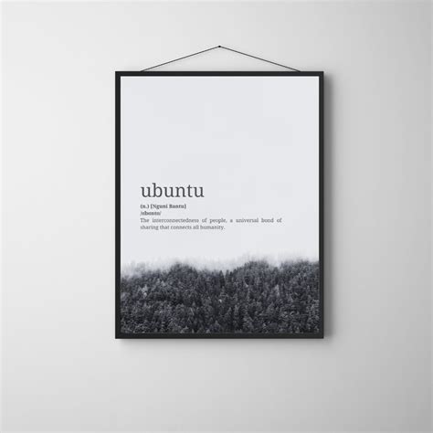 Definitions Ubuntu Poster Humanity Philosophy Etsy
