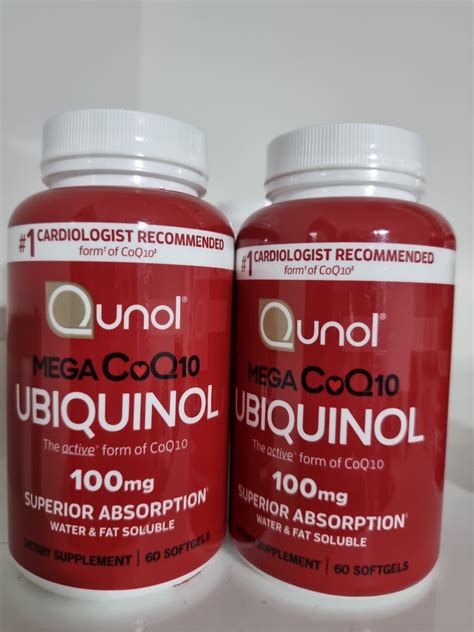 Qunol Mega Coq10 Ubiquinol 100mg60 Softgel Health And Nutrition