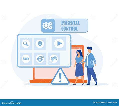 Parental Control Software Age Restriction Limited Game Time Geolocation Tracking Stock Vector
