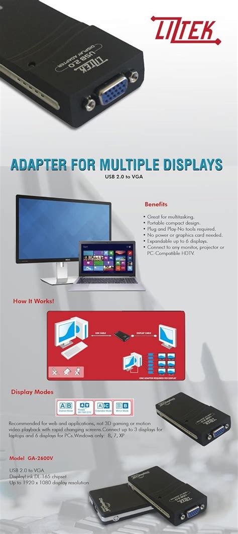 Liztek Ga 2600v Usb To Vga Video Graphics Adapter Card 1920 Vga