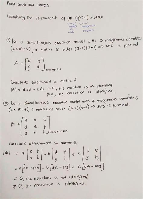 Determinant Calculation Honk Condi Ion Note S Golculahng The Deserm Ngrt Of M 1 M 1 Matny
