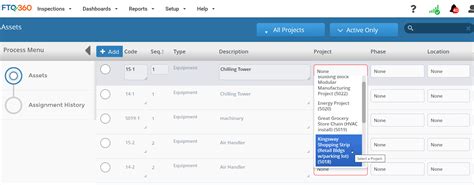 Assign Assetequipment From One Project To Another Project Ftq360