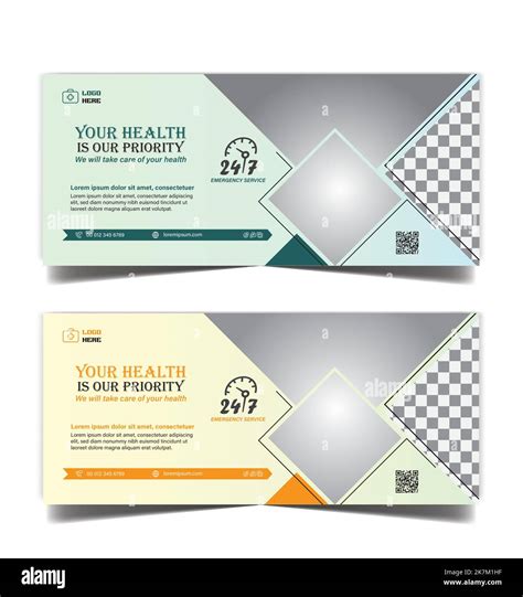 Medical Cover Design Template With 2 Set Modern Social Media Profile