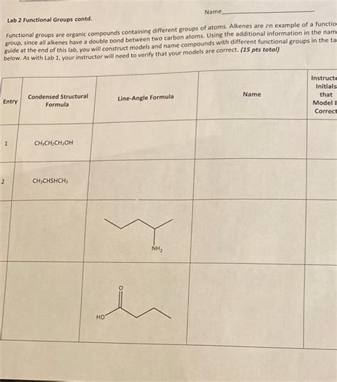 Solved Name Lab Functional Groups Contd Functional Groups Chegg Com