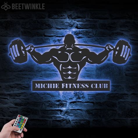 Custom Powerlifting Workout Metal Wall Art LED Light Etsy