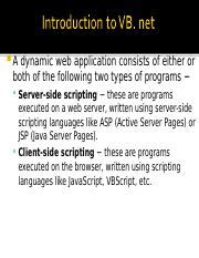 VB NET Web Programming AS TUTORIAL WORK LECTURE Ppt A Dynamic Web Application Consists Of