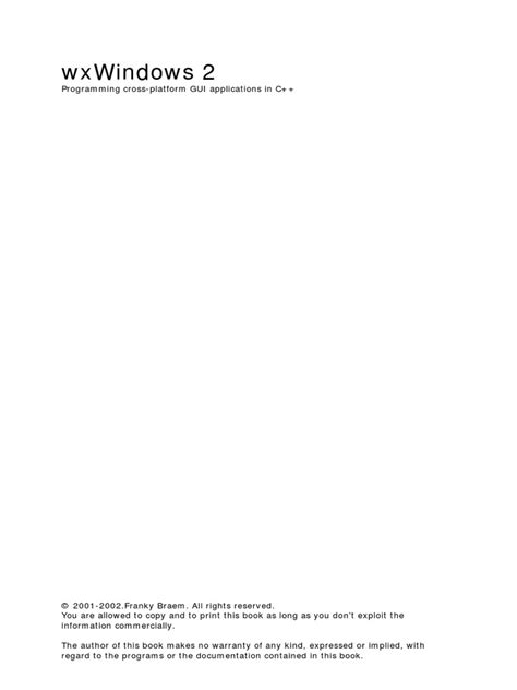 Wxwindows 2 Programming Cross Platform Gui Applications In C And C Download Free Pdf Cross
