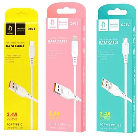 Denmen High Speed Type C Micro Usb Lightning Data Cable Fast Charging