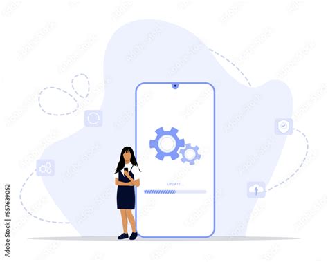 System Update Concept Illustration Showing People Update Operating System Suitable For Landing