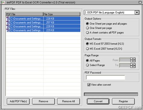 How To Batch Convert Scanned Pdf To Excel Xlsxlsx With Ocr Eepdf Knowledge Base