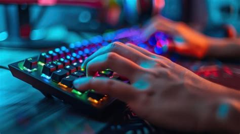 Premium Photo Closeup Of A Persons Hand Typing On A Mechanical Keyboard