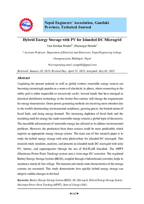 Pdf Hybrid Energy Storage With Pv For Islanded Dc Microgrid