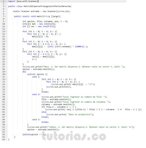 Arrays Java Matriz Dispersa Triangular Inferior Derecha En Vector
