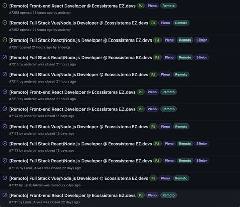 [remoto] full stack vue node js developer ecossistema ez devs · issue