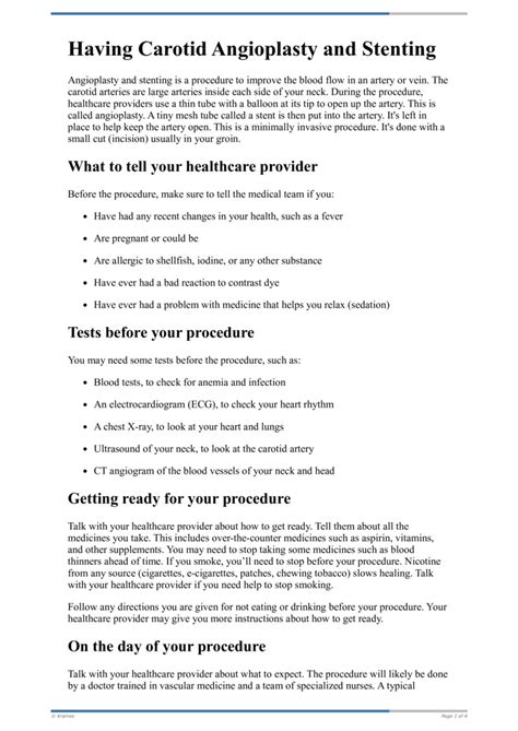 Pdf Having Carotid Angioplasty And Stenting Healthclips Online