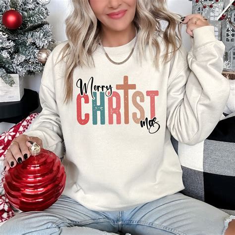 Merry Christmas Sweatshirt Faith Christmas Sweatshirt Jesus Christmas