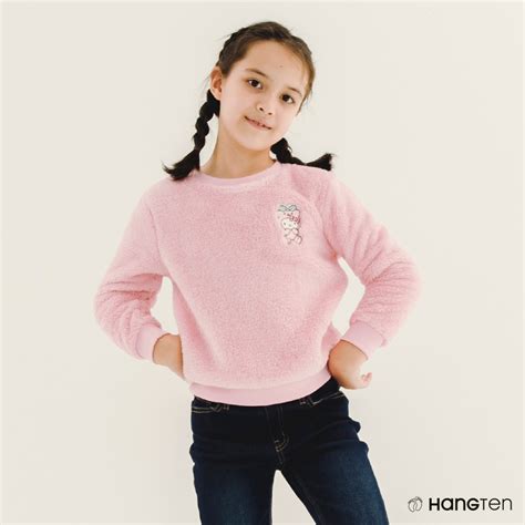 Hang Ten 女童 Hello Kitty長刷毛大學t 粉紅 大學t Yahoo奇摩購物中心