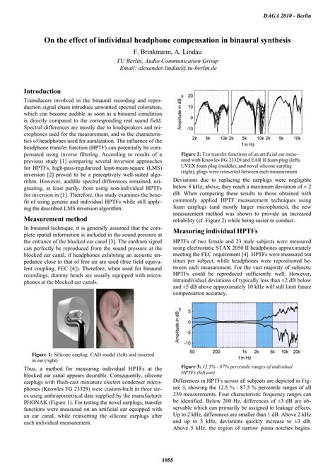 Pdf On The Effect Of Individual Headphone Calibration In Dynamic