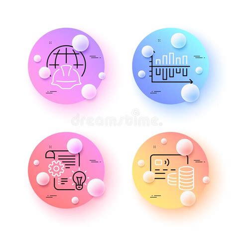 Card Diagram Chart And Cogwheel Minimal Line Icons For Web Application Printing Vector Stock