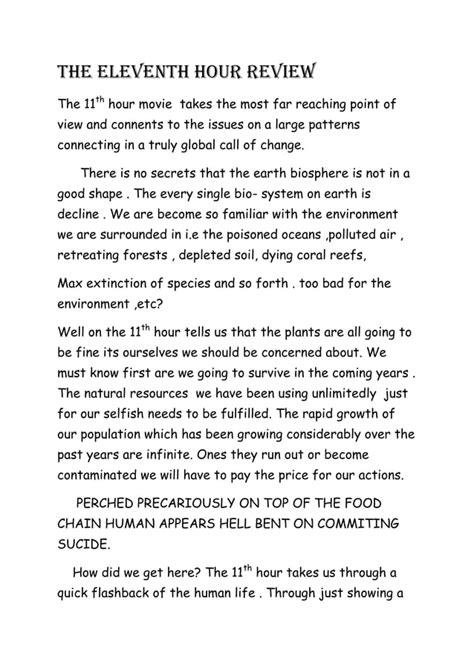 11th Hour Review Docx