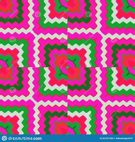 Creative Zig Zag Wave Seamless Pattern Hand Drawn Lines Mosaic Ornament Stock Illustration