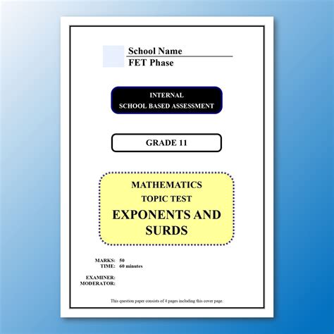 Mathematics Grade 11 Sba Topic Test Number Patterns • Teacha