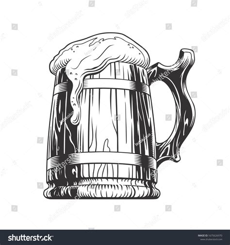 Beer Classic Wooden Mug Tankard Vector Stock Vector Royalty Free