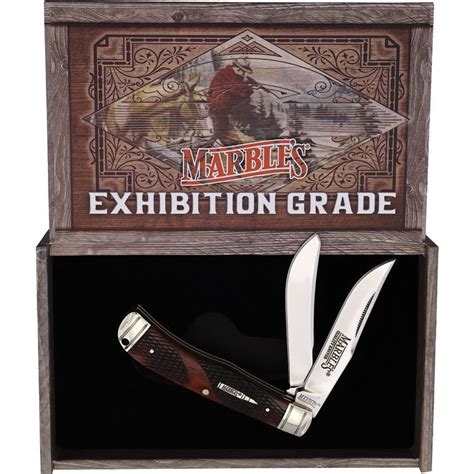 Marbles 682 Trapper Knife Brown Checkered Bone Handles Knife Country USA