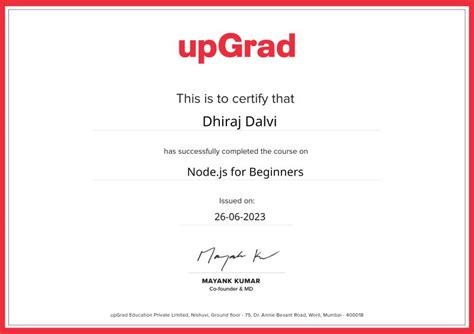 Dhiraj Dalvi On Linkedin Nodejs Upgradcertified Continuallearning