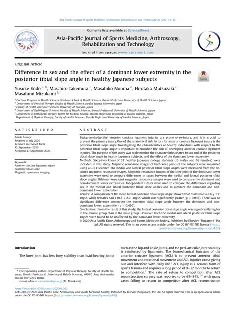 Pdf Difference In Sex And The Effect Of A Dominant Lower Extremity In The Posterior Tibial