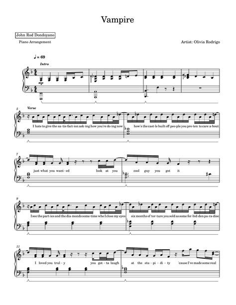 Olivia Rodrigo Piano Sheet Music Ukulele Chords Sheet