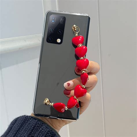 新款适用华为matex2折叠屏手机壳x2透明保护套mete女时尚简约潮流外壳防摔全包爱心链条轻奢便携高级感虎窝淘