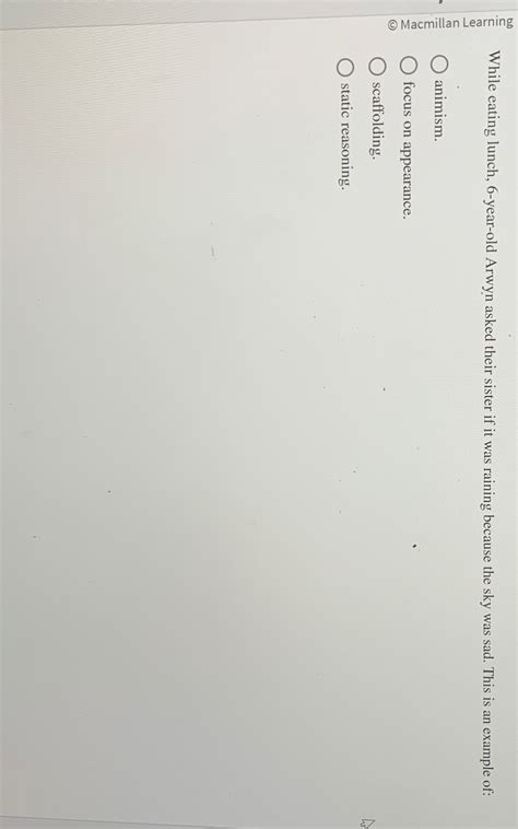 Solved Animism Focus On Appearance Scaffolding Static