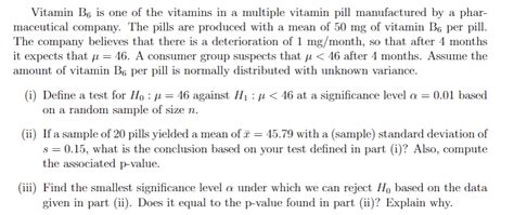 Solved Vitamin B6 Is One Of The Vitamins In A Multiple