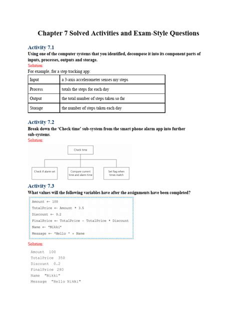 Chapter 7 Solved Activities And Exam Style Questions Pdf Algorithms