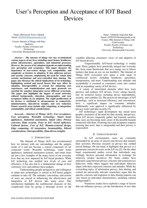 pdf user s perception and acceptance of iot based devices